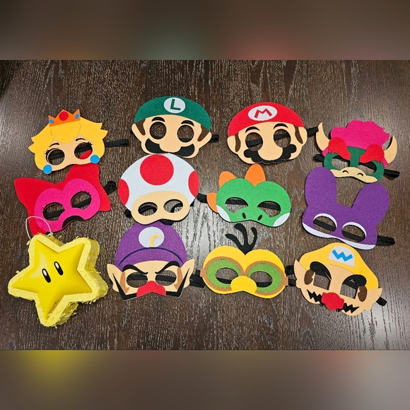 Toys | Super Mario Face Masks And Mini Star Pinata | Poshmark